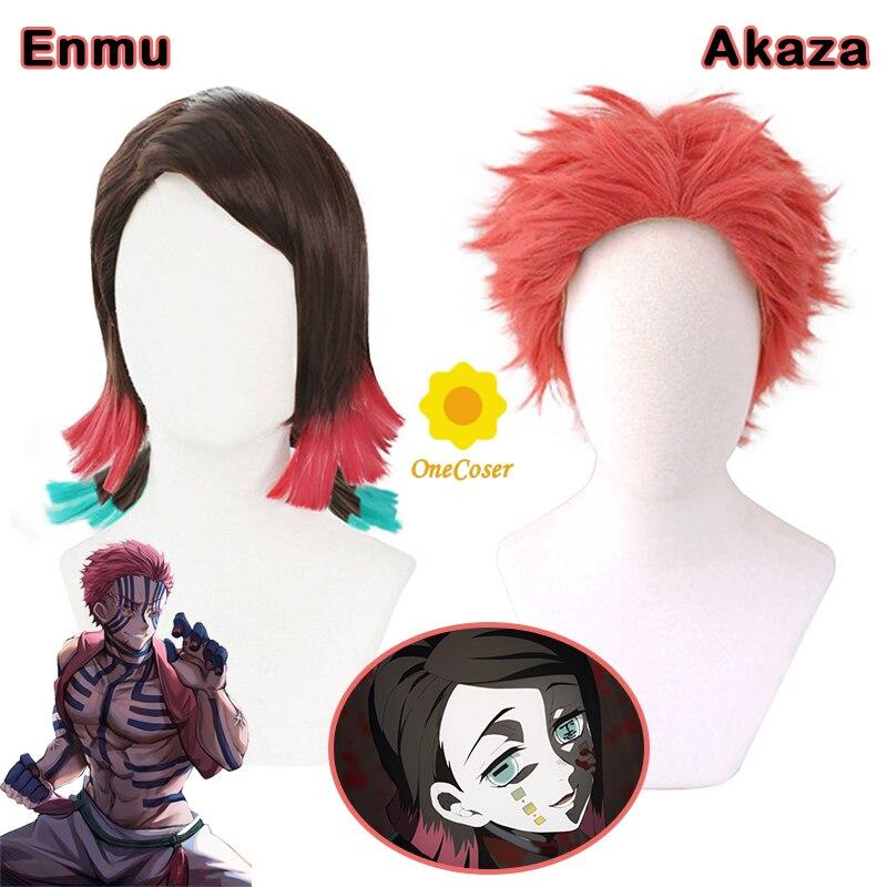 Buy Anime Demon Slayer Akaza Enmu Cosplay Wig Kimetsu no Yaiba Mugen ...