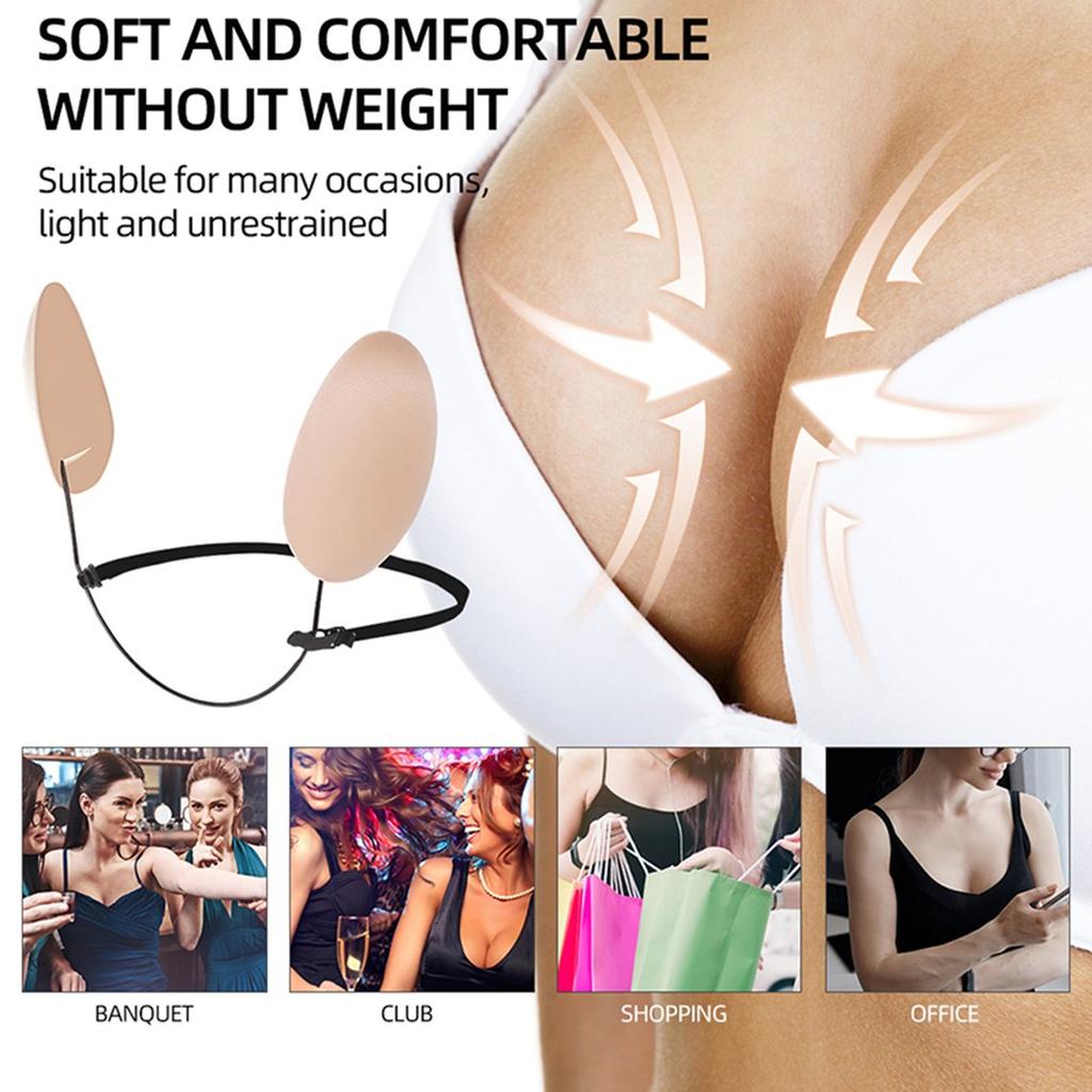 Buy AA BB Frontless Bra Chest Patch Deep Plunge Bra Kit Silicone Cover Invisible Bra at ...