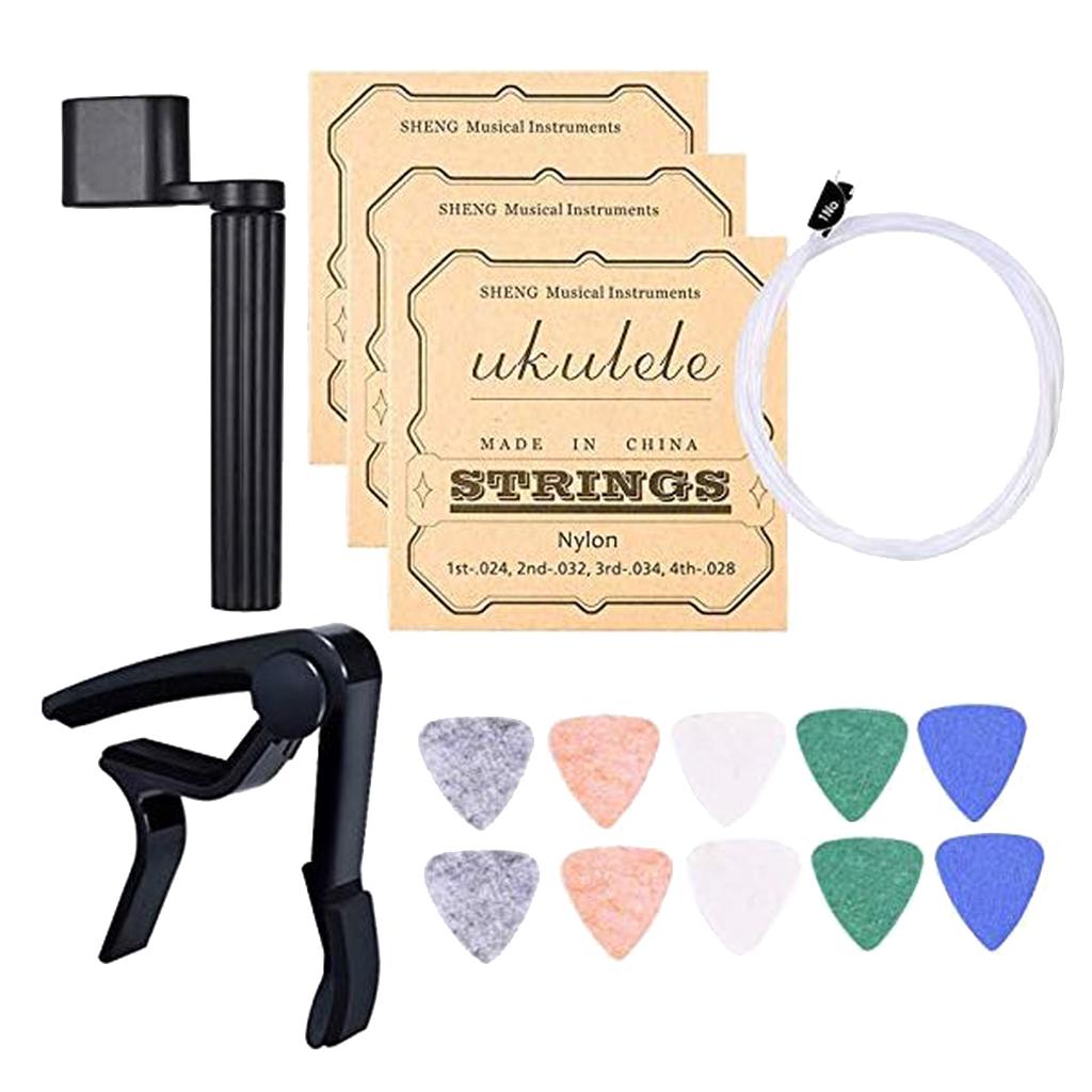Ukulele String, Picks, String Peg Winder and Capo Repair Tool Parts ...