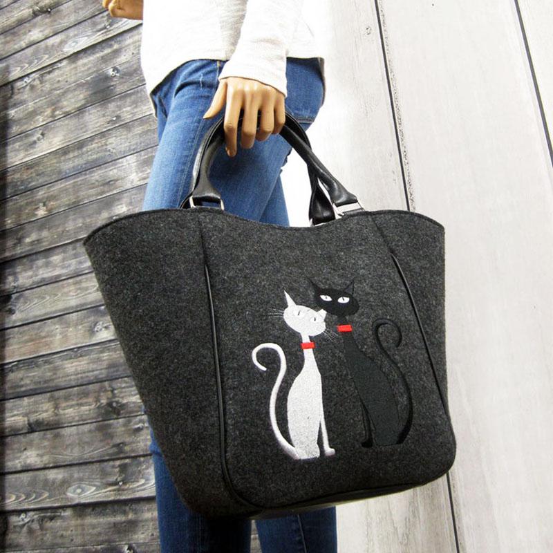 Lovely Cat Pattern Suede Zipper Handbag Crossbody Bag Messenger Bag ...