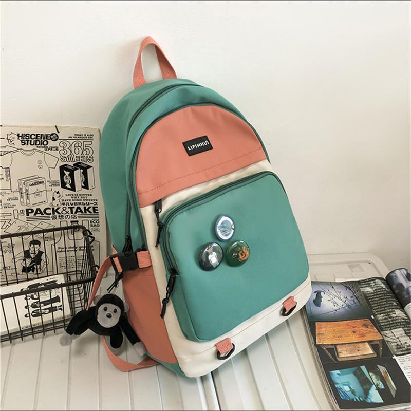 Buy Fashion Color Contrast Backpack College Schoolbag Simple Neutral ...