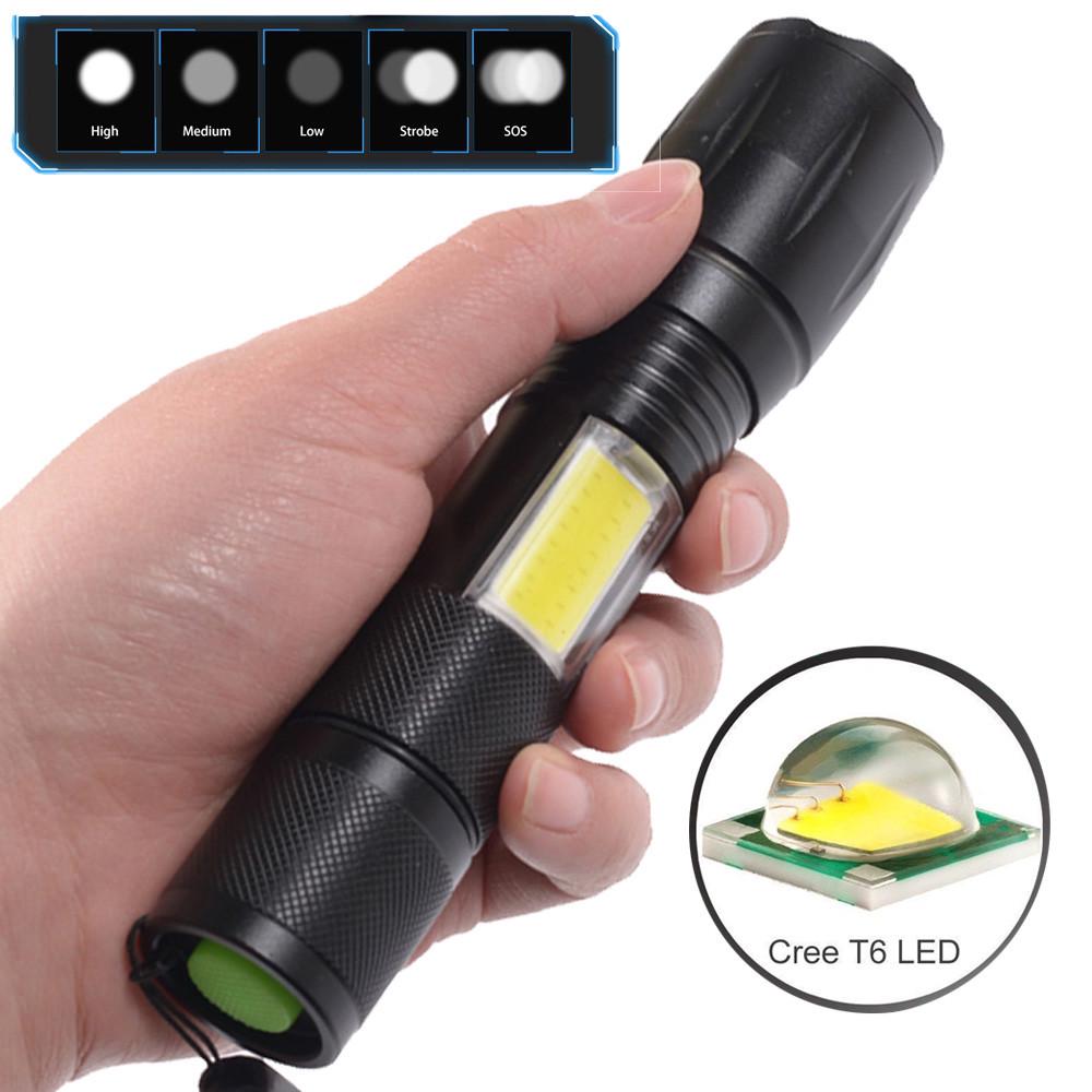 Linterna de modos de policía táctica ampliable XML T6 + COB LED ...