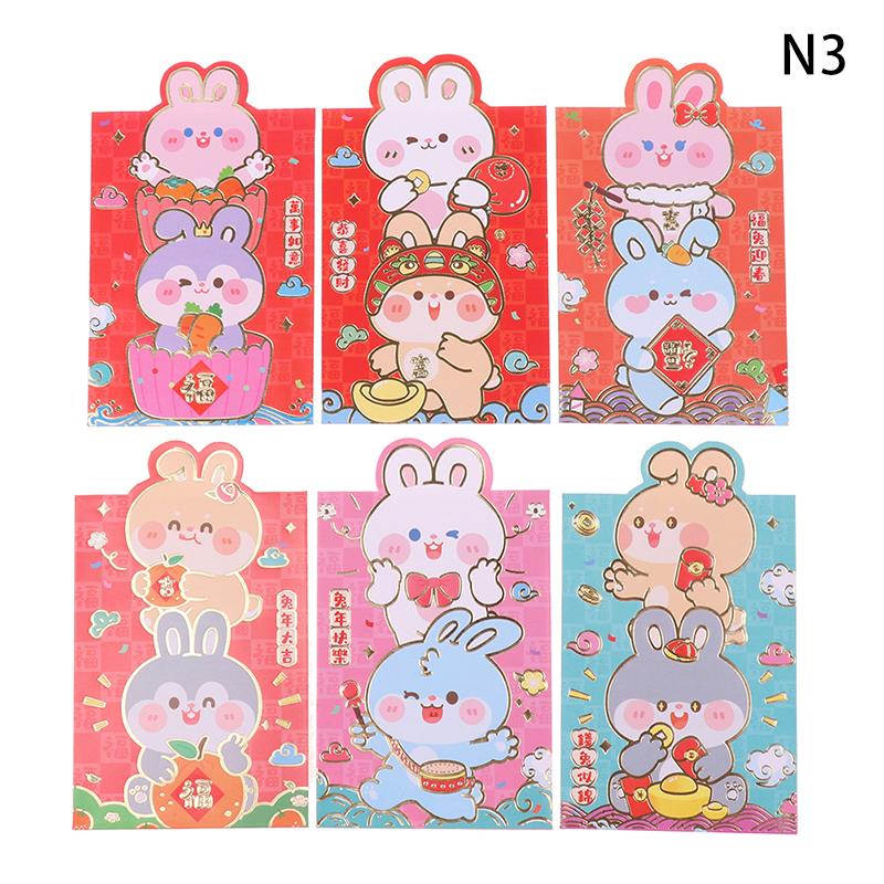 Buy 6Pcs 2023 New Year's Creative Red Envelope Cartoon Rabbit Red ...
