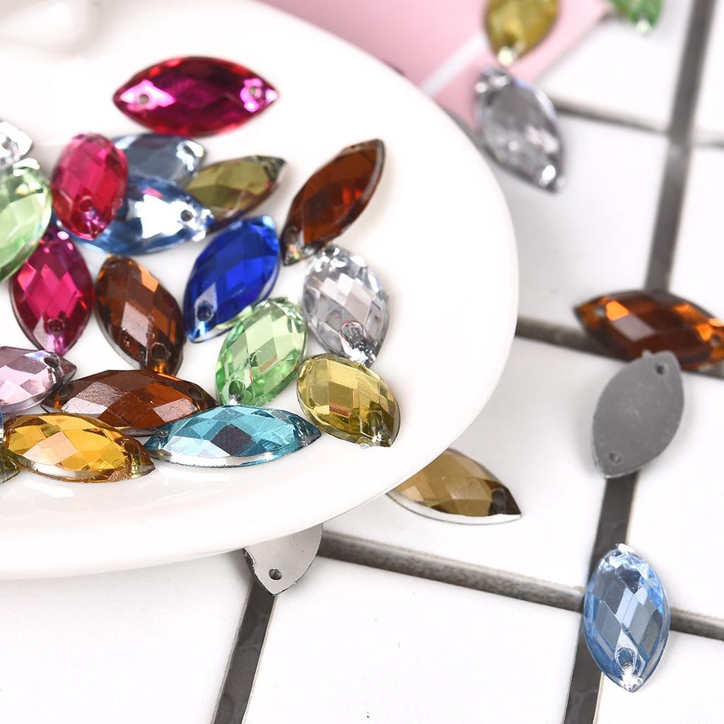 Buy 100pcs Double Hole Sewing Flat Back Beads Acrylic Rhinestones Beads ...