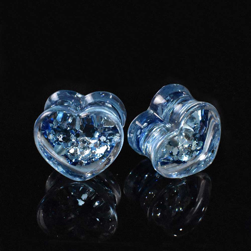 2Pcs Twinkling Heart-shaped Acrylic Ear Plugs Gauges and Tunnels Ear ...