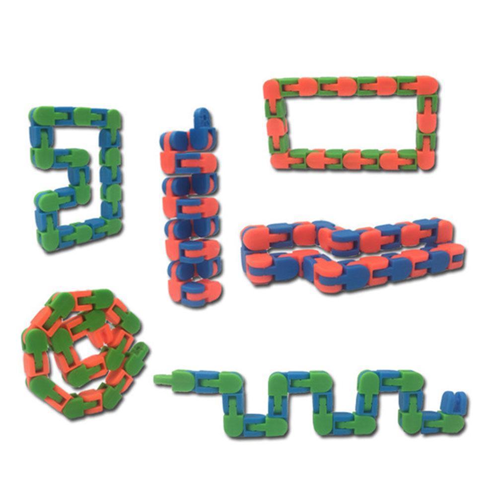 Multicolor Wacky Tracks Snap And Click Fidget Toys Kids Autism Snake ...