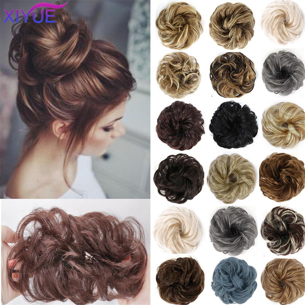 Buy Hair Buns Curly Scrunchy Chignon Elastic Messy Chignon Donut Wavy ...