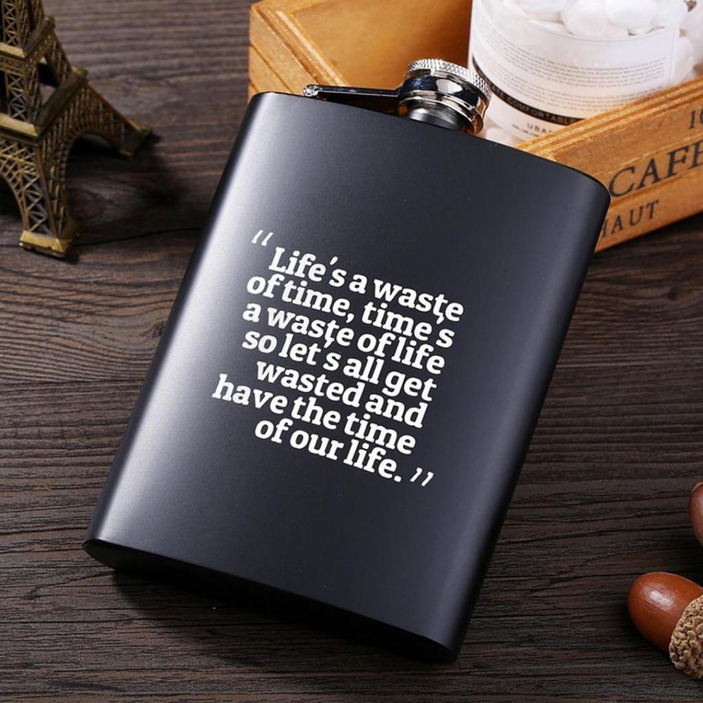 Funny Letter Print Stainless 8oz Men Flask Whiskey Steel Hip Alcohol ...