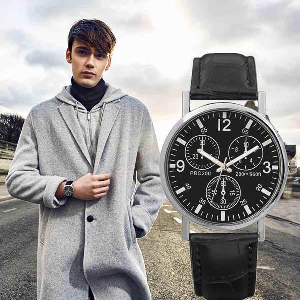 Buy Business Watch Three Eye Watches Quartz Men's Watch Blue Glass Belt ...