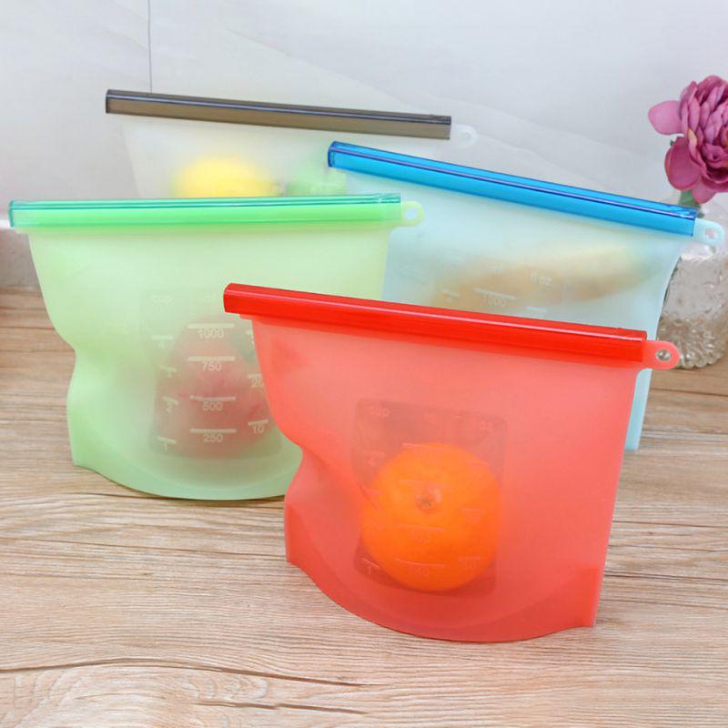 Buy Reusable Silicone Food Storage Bag Freshkeeping Pouch Airtight Seal ...