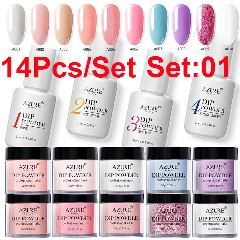 Buy 14PCS/Set Nail Dipping Powder Kit Without Cure Manicure Glitter ...