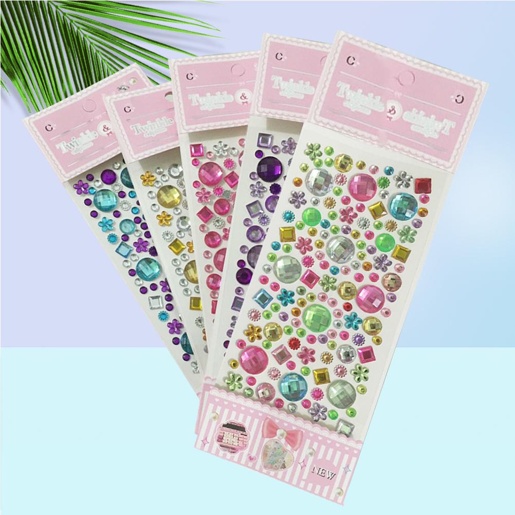 Buy 5pcs Acrylic Rhinestone Stickers Self Adhesive Sparkling DIY ...