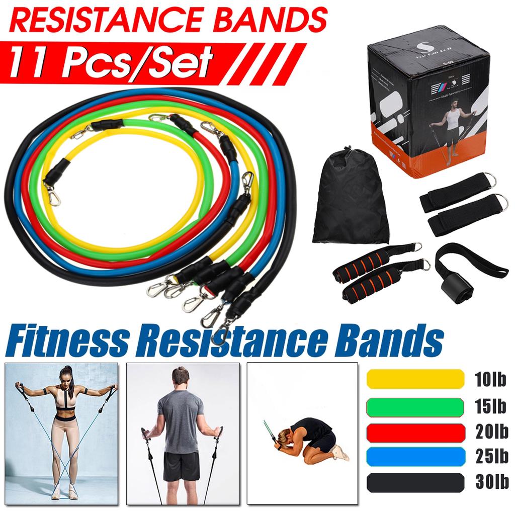 Buy 11 Pcs Natural Rubber Loop Tube Set Fitness Tubes Resistance Bands ...