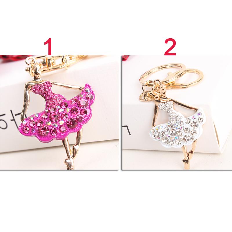 Buy Diamond Crystal Red Ballerina Girl Hand Keychains Female Trinkets ...