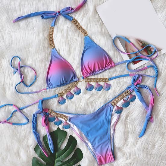 Beach Women Swimming Clothing 2 Pcs/Set Bikini Set Gradient Colors ...