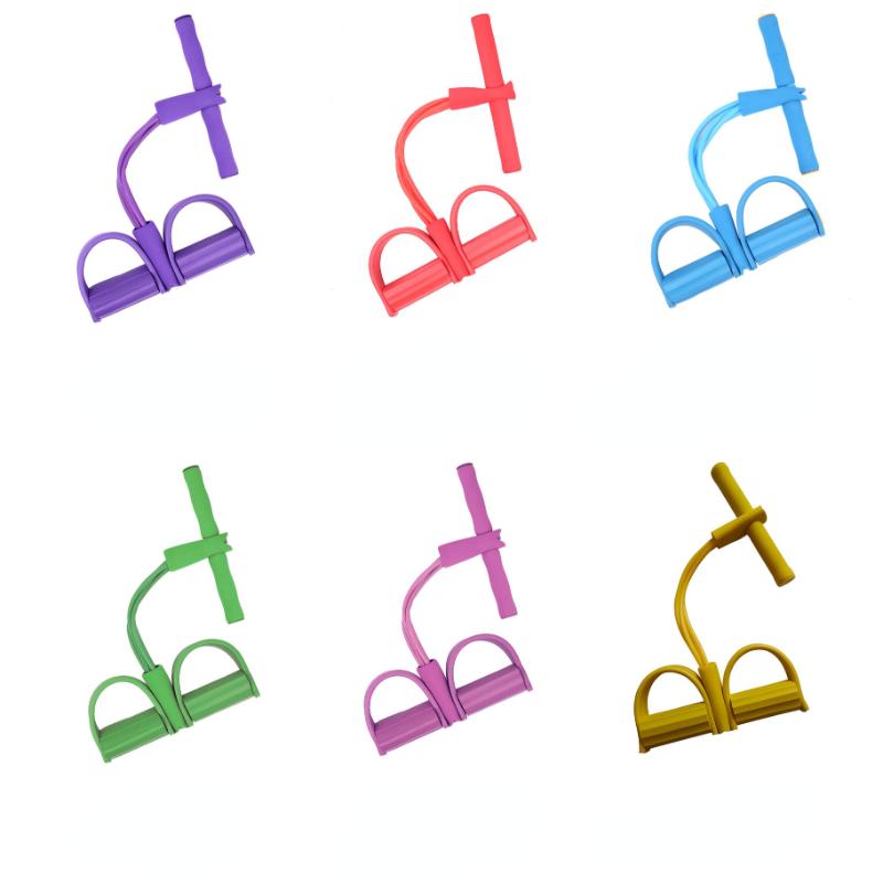 4 Resistanc Elastic Pull Ropes Exerciser Rower Belly Resistance Band ...