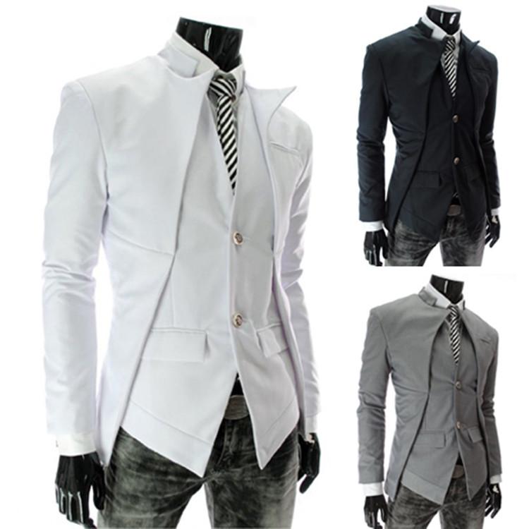 Buy Men's Asymmetrical Suit Jacket Fashion Casual All-match Jacket at ...