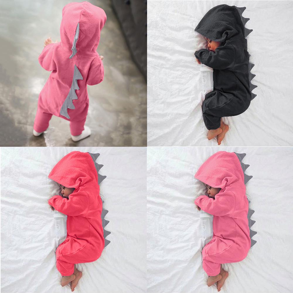 Buy Infant Toddler Baby Girls Boys Dinosaur Hoodie Romper Zip Clothes ...
