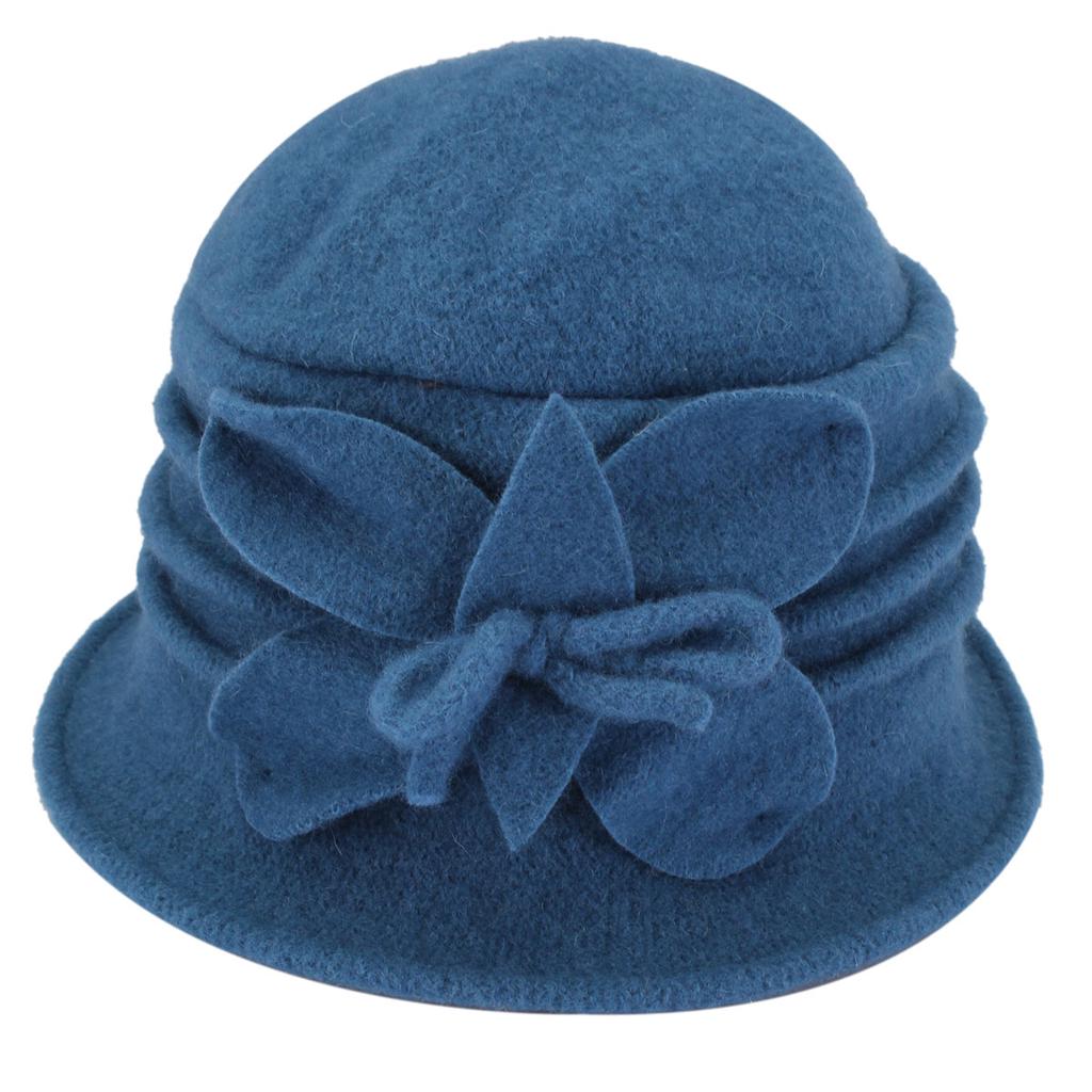 Buy Lady Women Butterfly Bowknot Wool Felt Bucket Hat Foldable Cloche ...