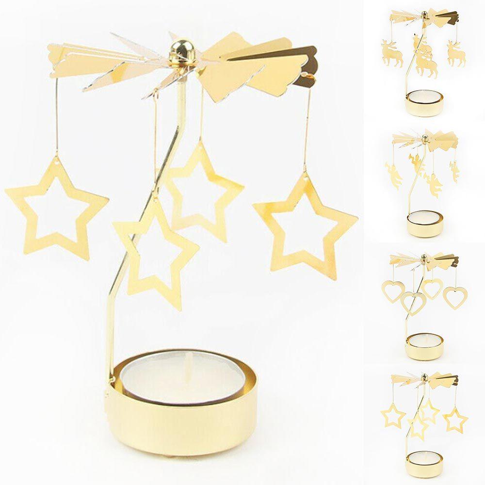 Buy Spinning Rotary Aluminum Carousel Tea Light Candle Holder Stand ...