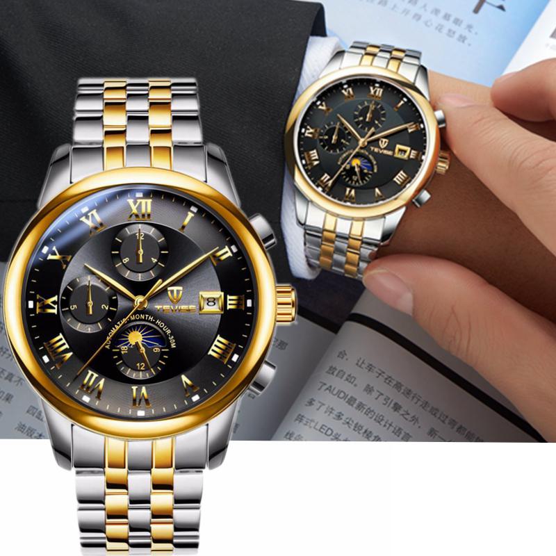 Men's Watches Automatic Mechanical Watch Moon Phase Waterproof Luminous ...