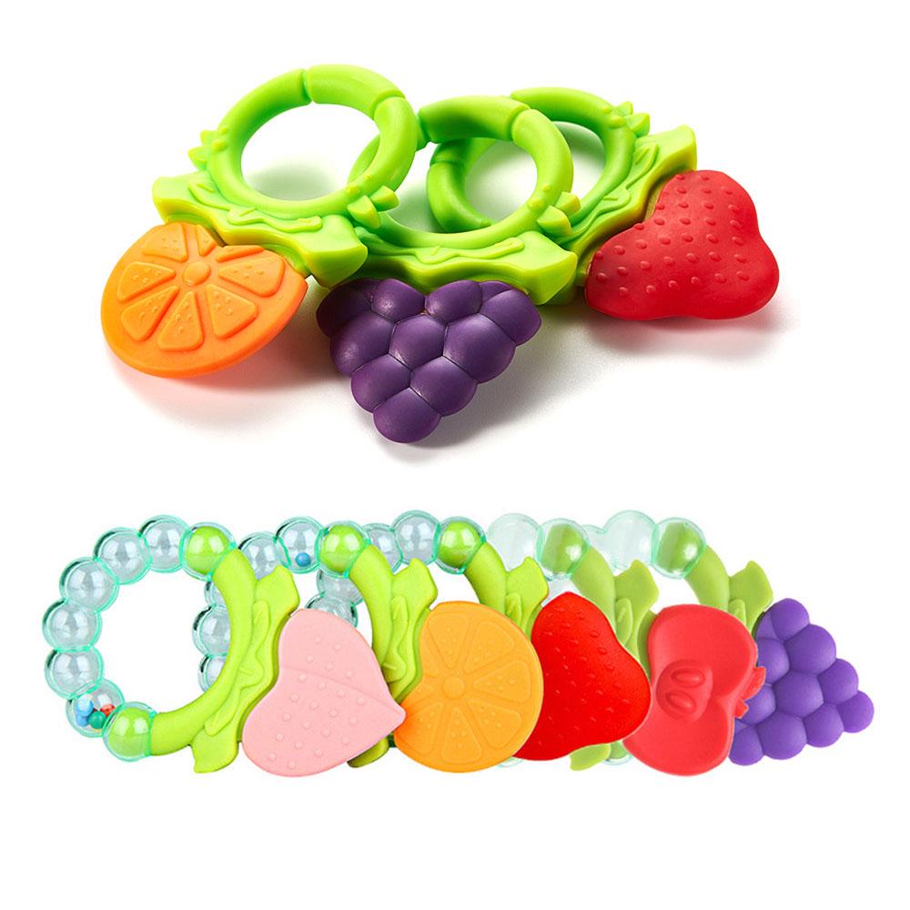 Teething Ring Chewing Gift Dental Silicone Teether Fruit Shape Rattle ...