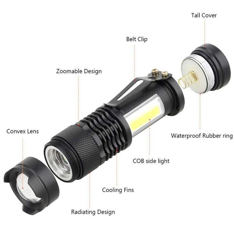 4000LM MINI Flashlight Built In Battery USB Charging LED Flashlight COB ...