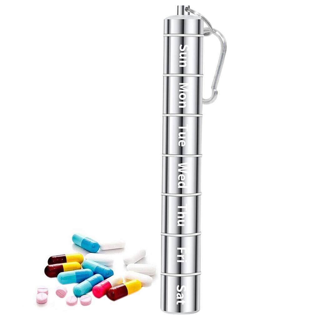 Buy Weekly Pill Organizer,Pill Bottle Aluminum Small Metal Pill Box ...