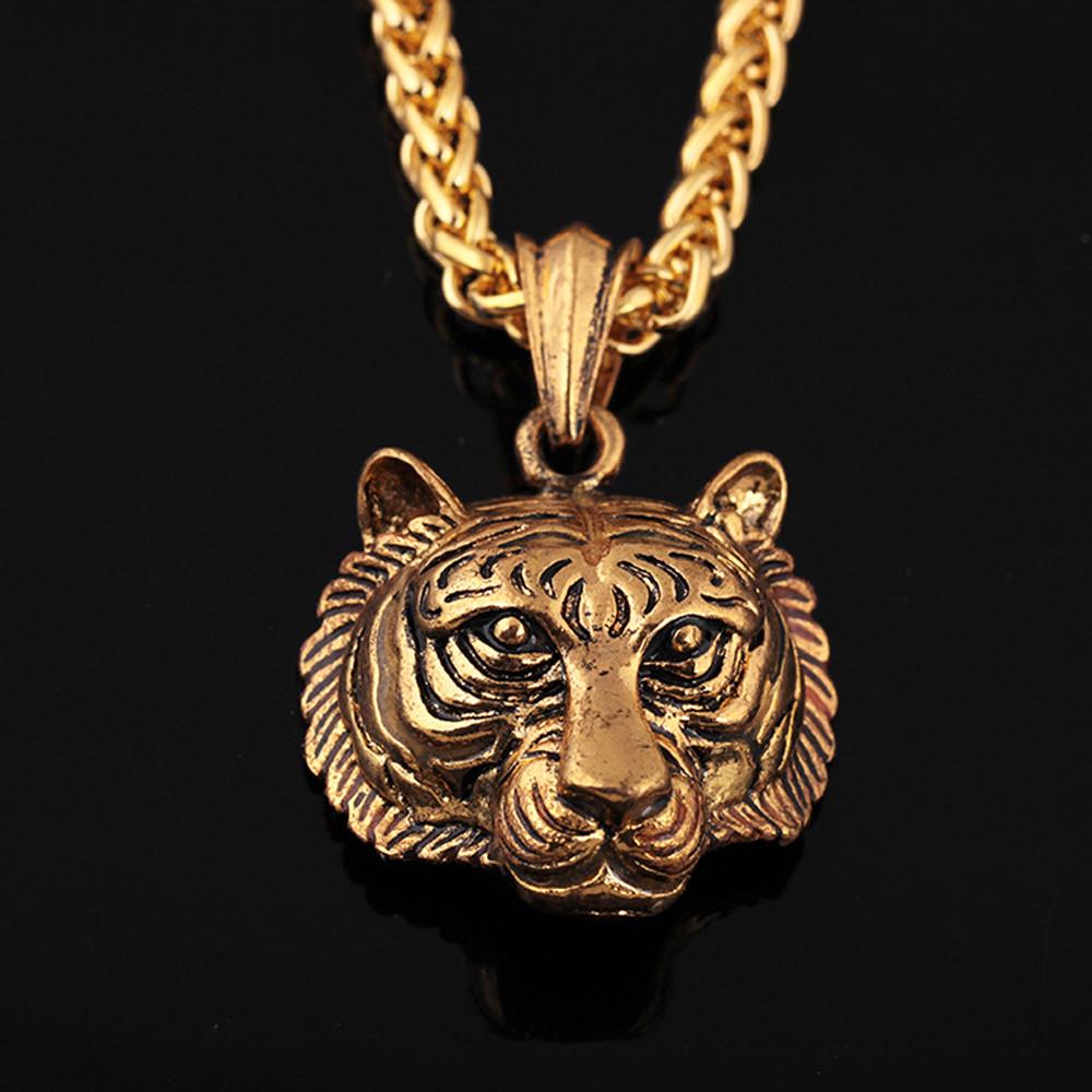 Buy Men Luminous Tiger Head Pendant Necklace Chain Hip Hop New at ...