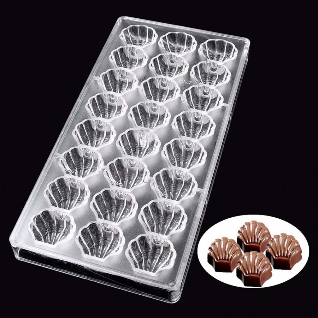 Buy 24 in 1 3D Sea Shell Shape Polycarbonate Chocolate Mold Tray DIY ...