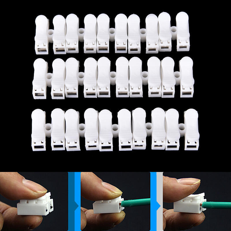 50PCS/lot Push type connector 2P butt joint Terminal Blocks universal ...