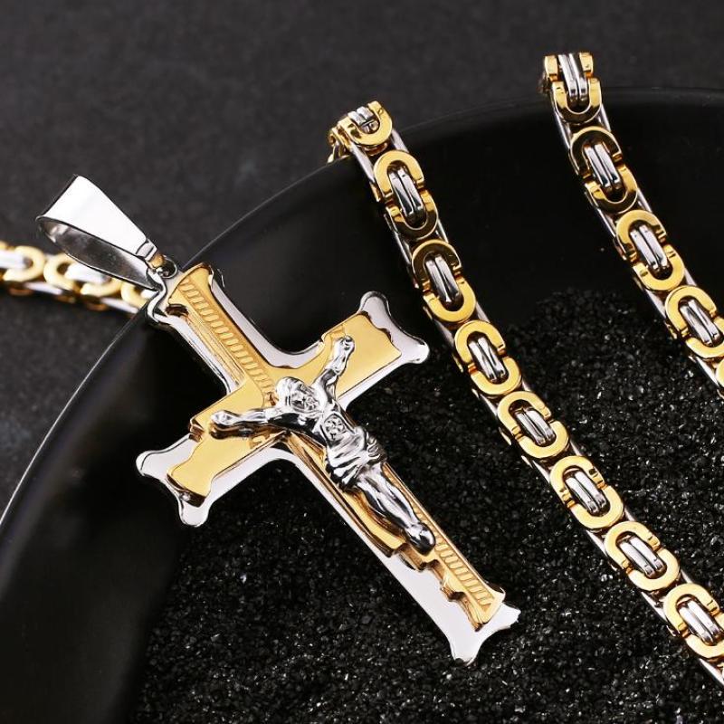 Buy Delicate Punk Jewelry Jesus Christ Cross Titanium Steel Pendant ...