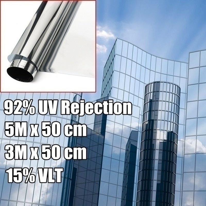Cheap 5M Ultraviolet-proof Mirror Silver Film 15% VLT Solar Reflective ...