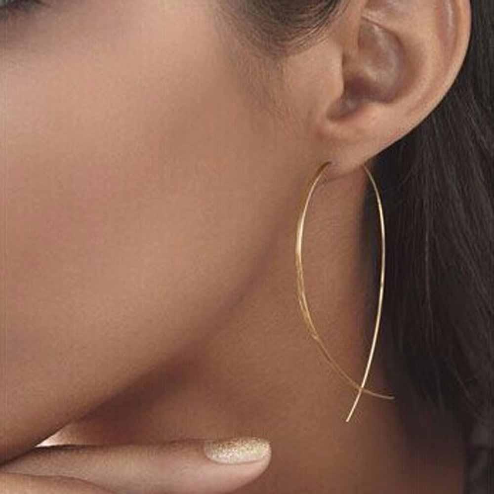 Fashion Punk Gold Color Simple Long Wire Fish For Women Fine Long Ear ...