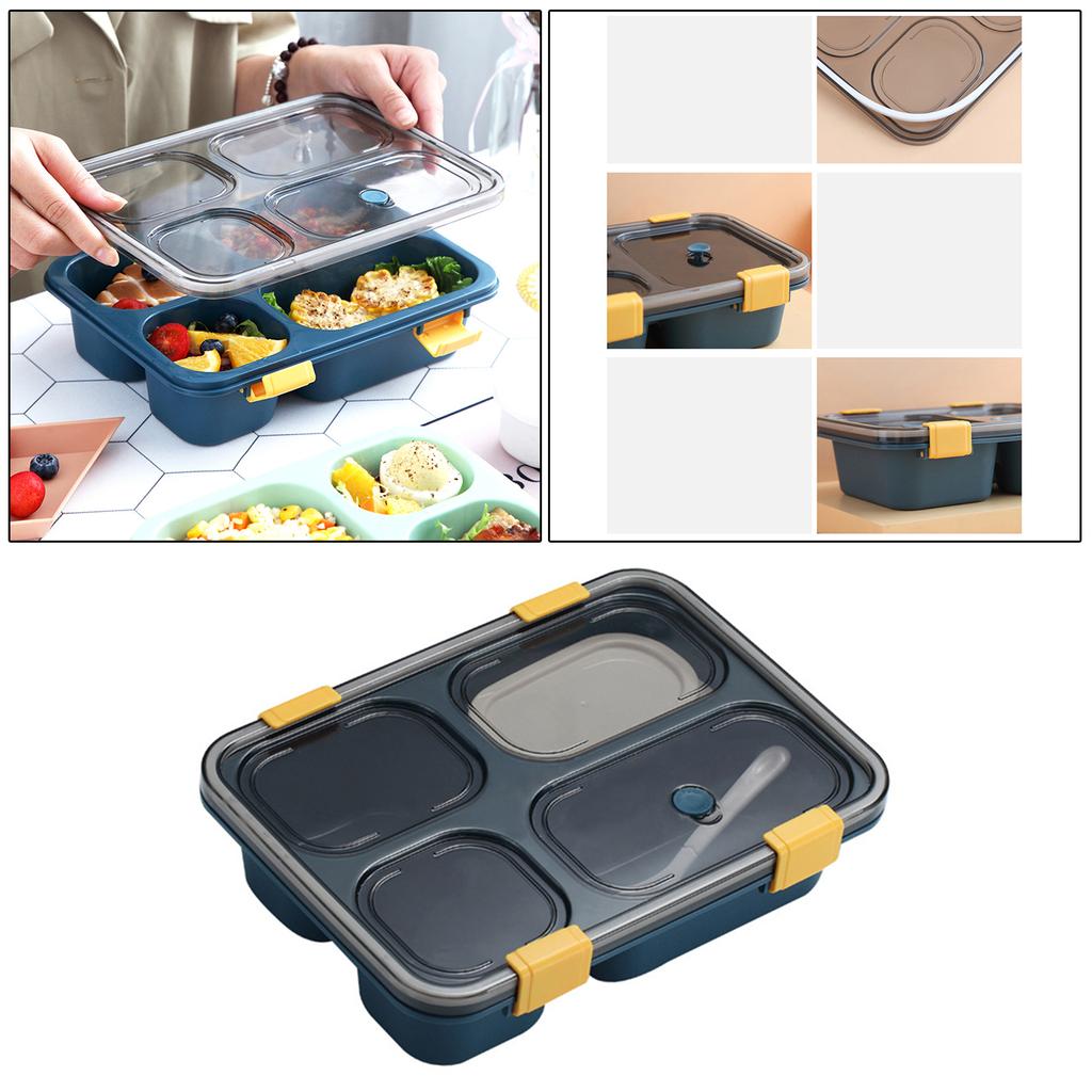 Buy 4 Compartment Lunch Containers with Soup Bowl Spoon Food Container ...