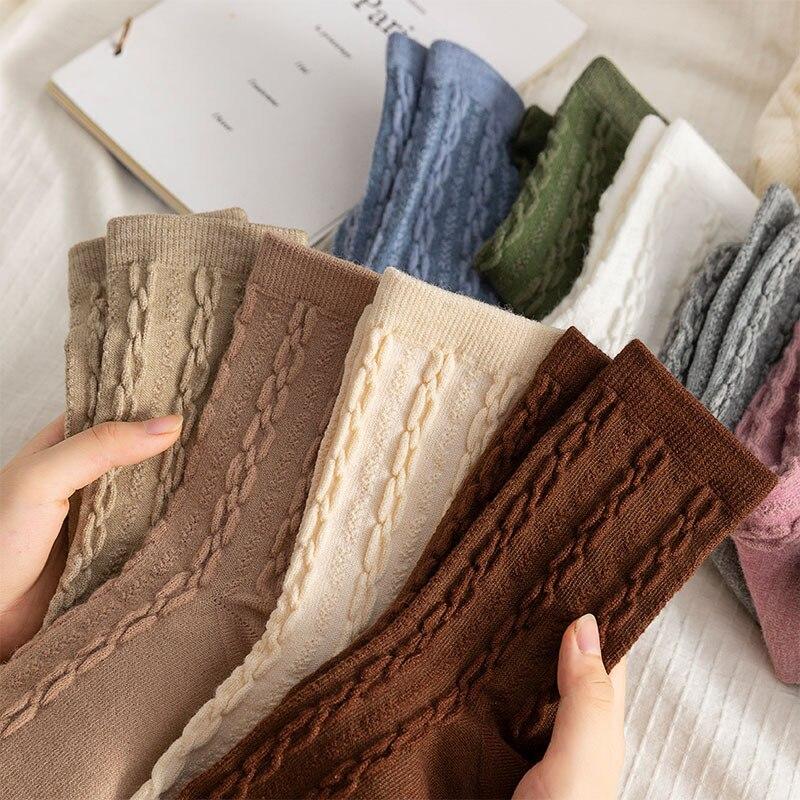 Buy Winter Cashmere Wool Woman Socks Solid Japanese Style Harajuku ...