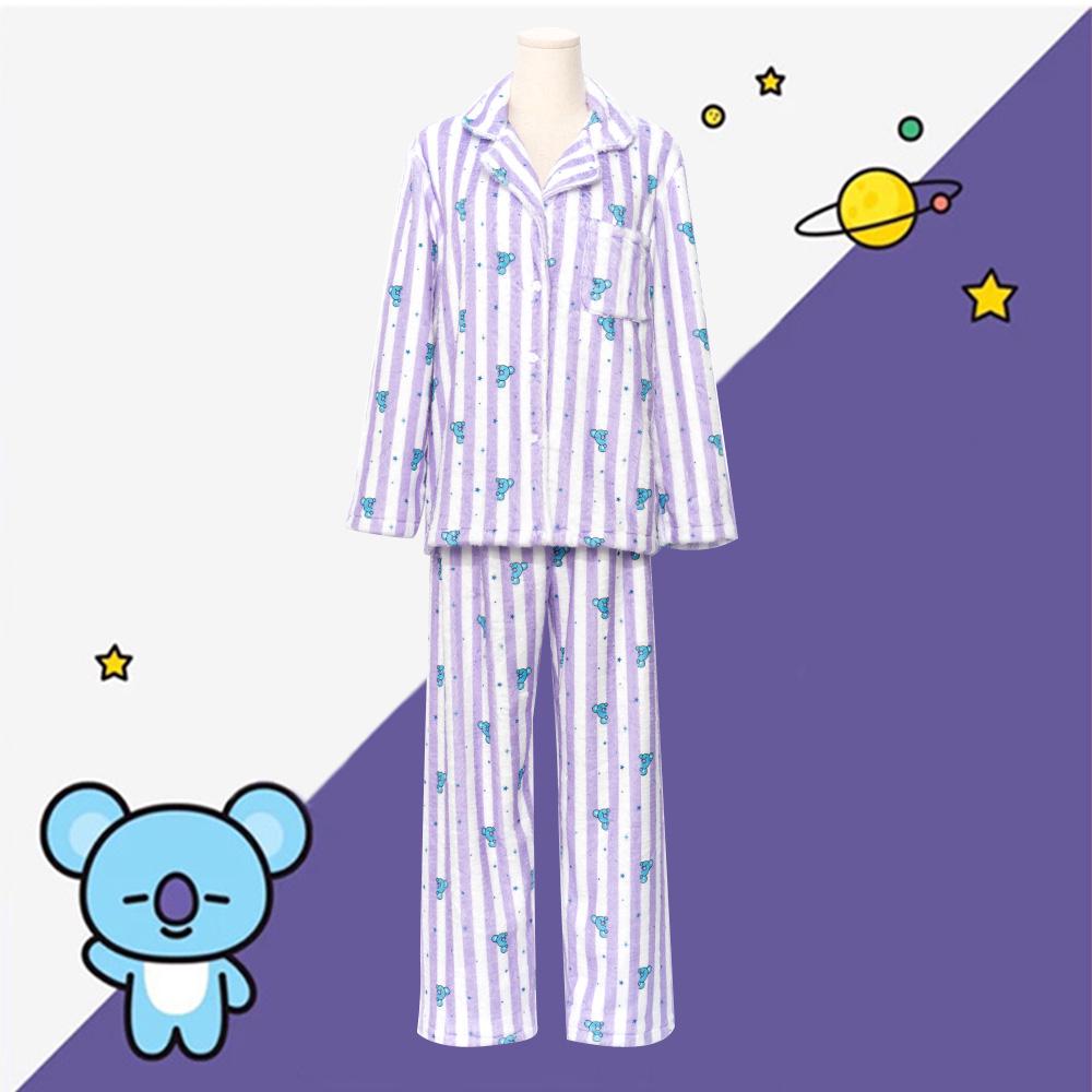 KPOP flannel Cardigan pajamas long-sleeved long pants Two-piece Keep ...
