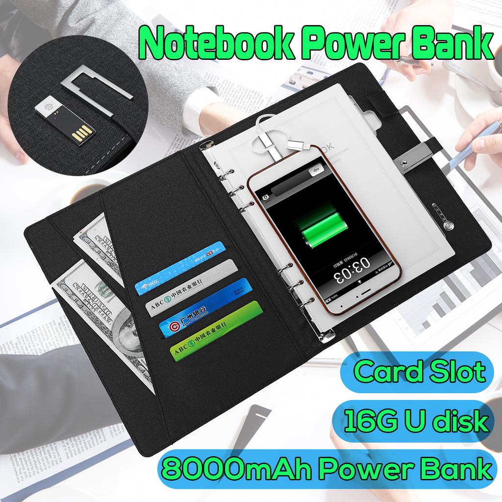 Buy 8000mAh USB Charger Power Bank Business Notebook Card Holder with ...