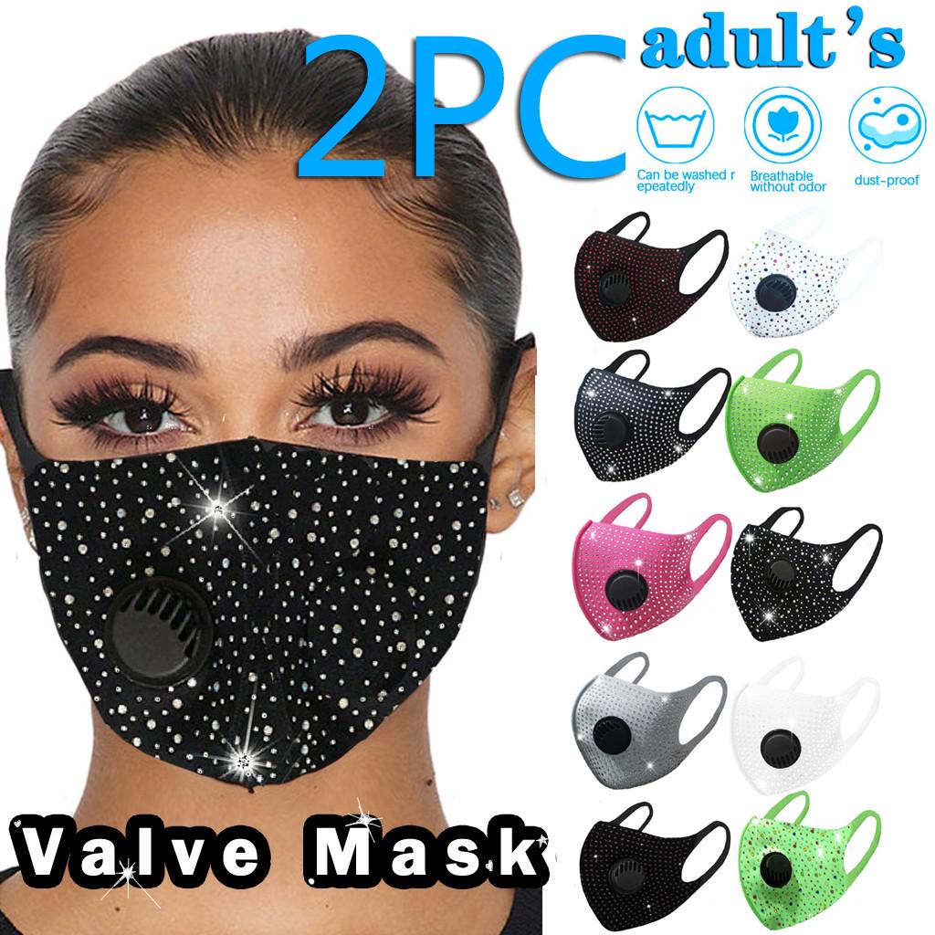 2PC Diamond Breathable Mouth Unisex Face Protection Mask Reusable ...
