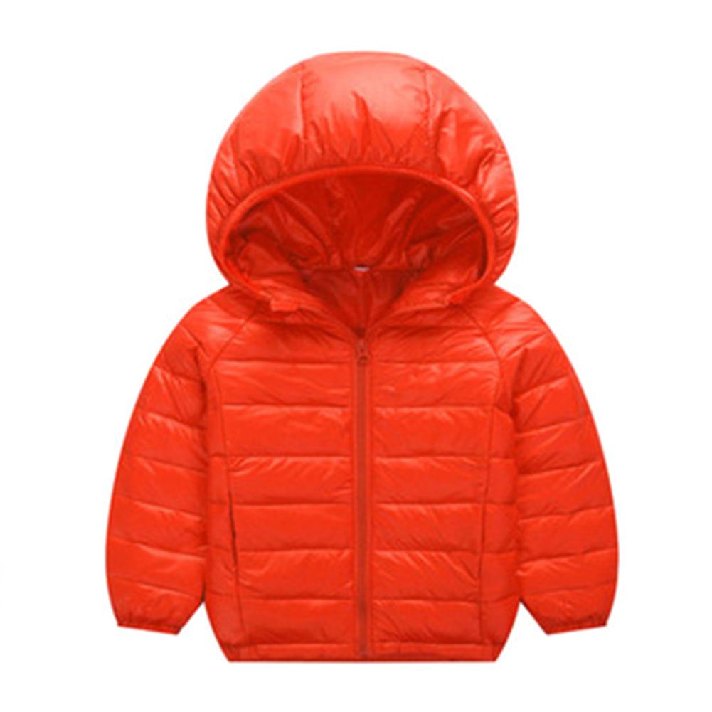 Buy Orange Red Kids Winter Leisure Down Cotton-Padded Coat Hooded Thin ...