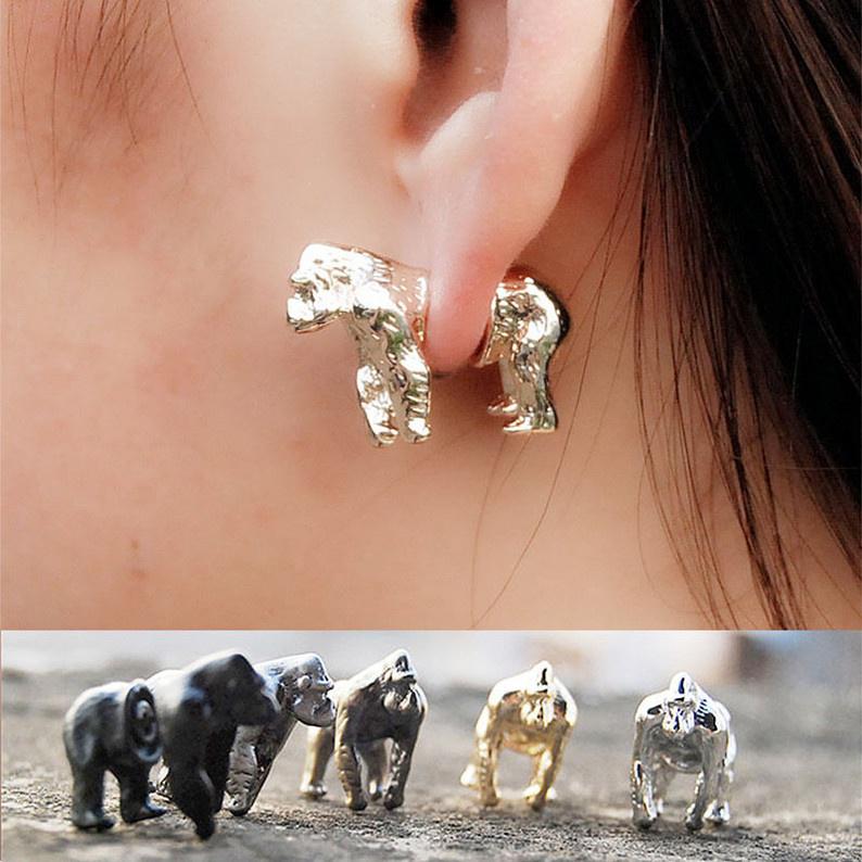 Buy Vogue Stereoscopic Domineering Mighty Animal Gorilla Ear Stud ...