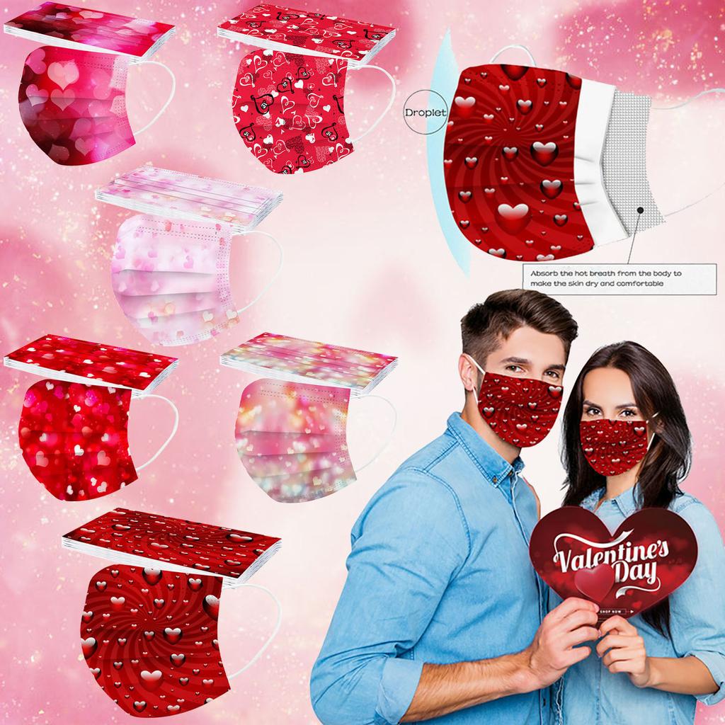 Buy Adult Valentine's Day Mask Three-Layer Protection Heart Shaped ...