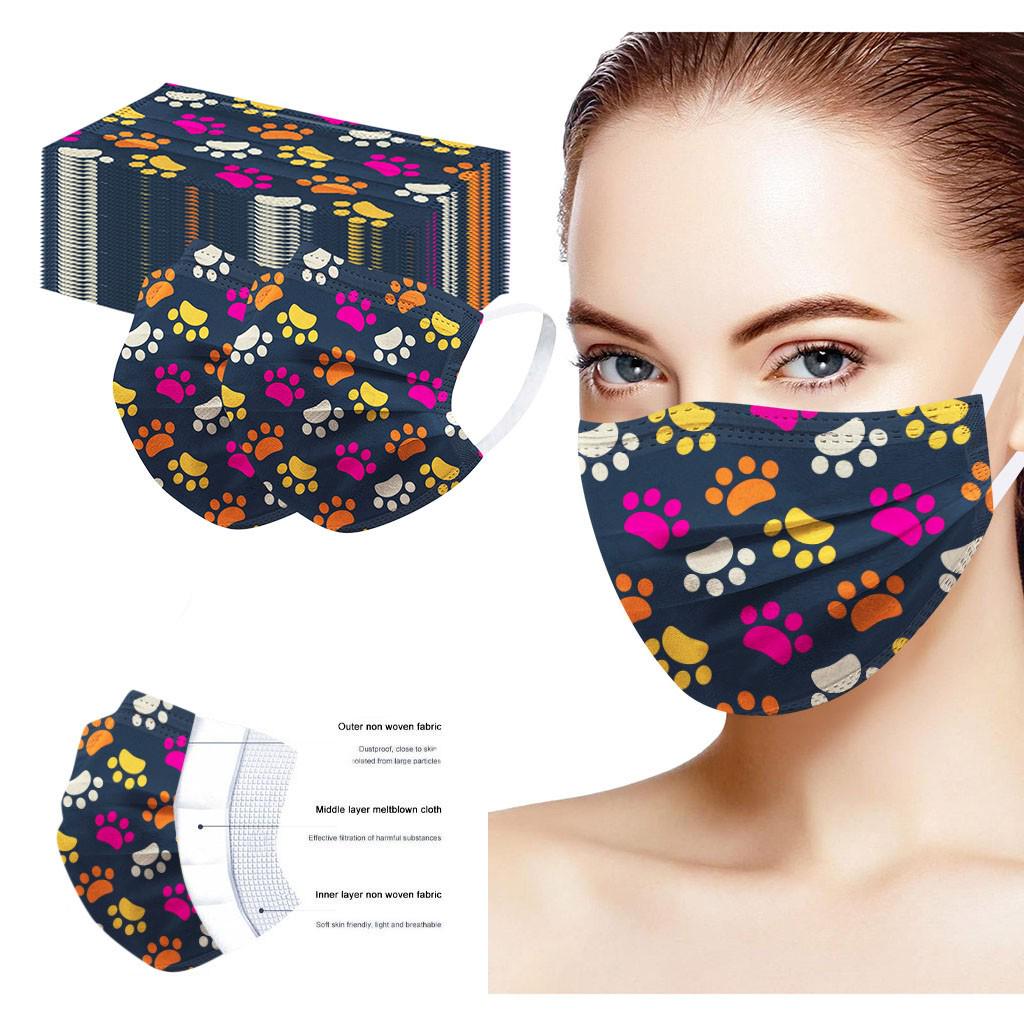 Buy Unisex Printed Soft Masks For Adults 3-Layer Face Mask 10PCS at ...