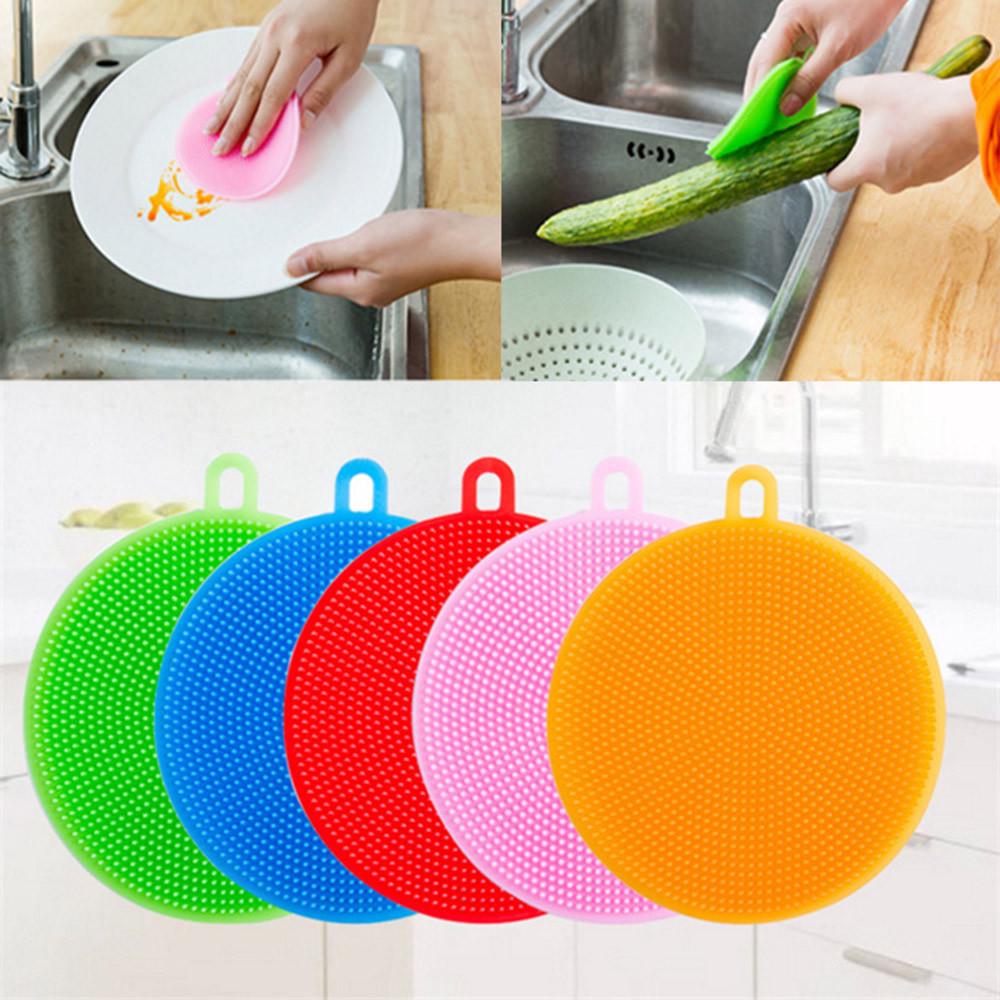 3Pcs Silicone Dish Washing Sponge Scrubber Kitchen Cleaning ...