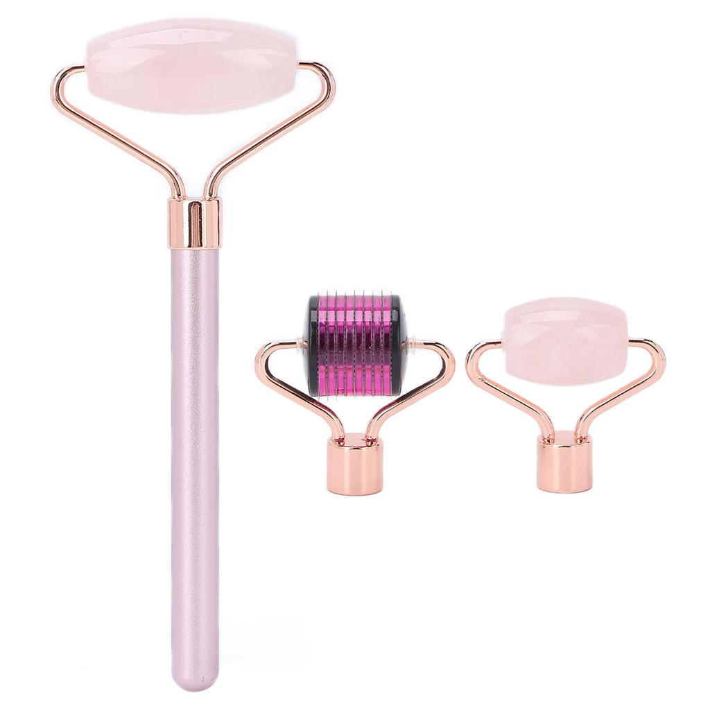 Buy 3 In 1 Gua Sha Facial Tool Kit Jade Stone Roller Facial Microneedle ...