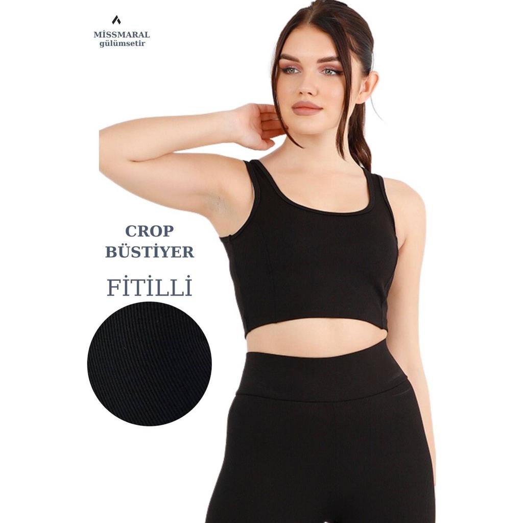 Women's Stylish Black Ribbed Sport Crop Tank Tops Soft Textured ...