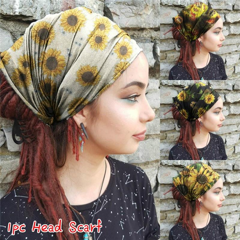 Buy Women Boho Gradient Color Head Scarf Quick Dry Sweat-absorbent ...