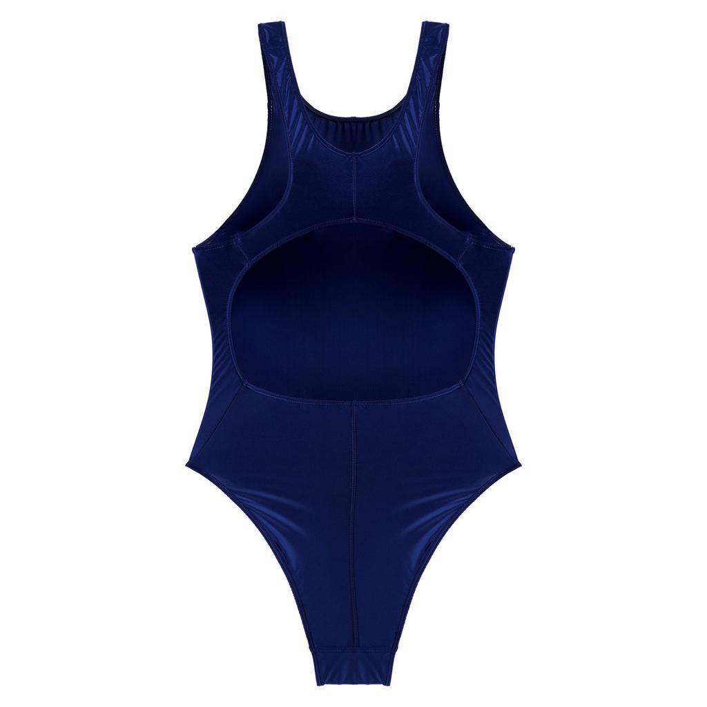 Buy Women's Shiny Glossy One Piece Swimsuit Monokini Stretch Cut Out ...