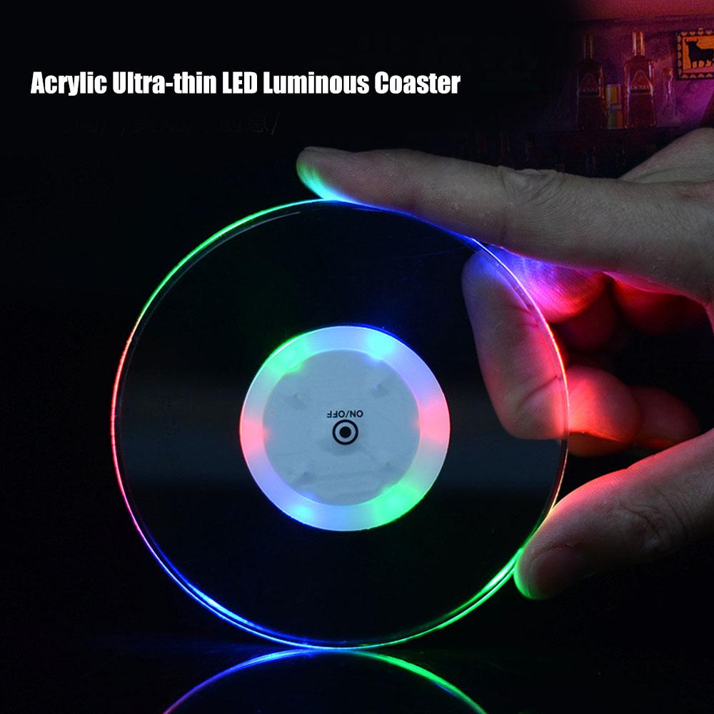 Buy Acrylic Ultra-thin Led Coaster Round Shape Luminous Coaster Cup Mat ...