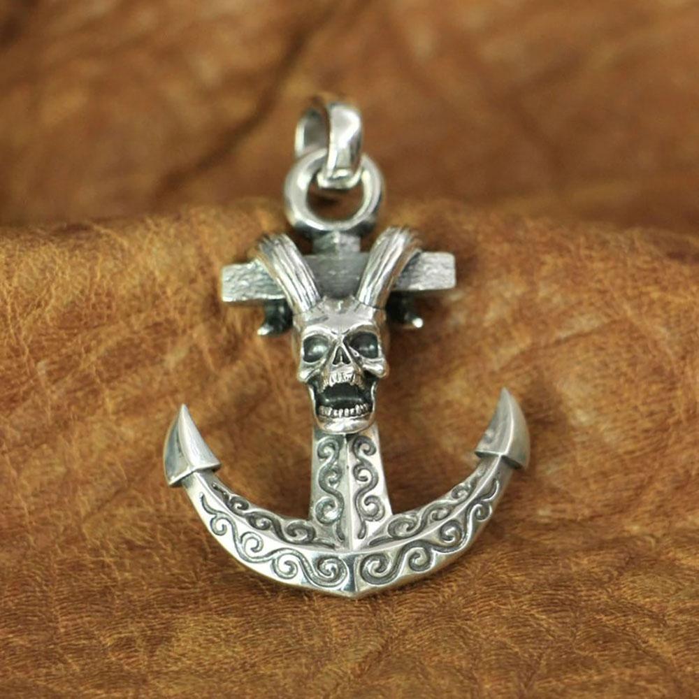 Buy Punk Skeleton Necklace For Man Women Vintage Anchor Pendant Chain ...